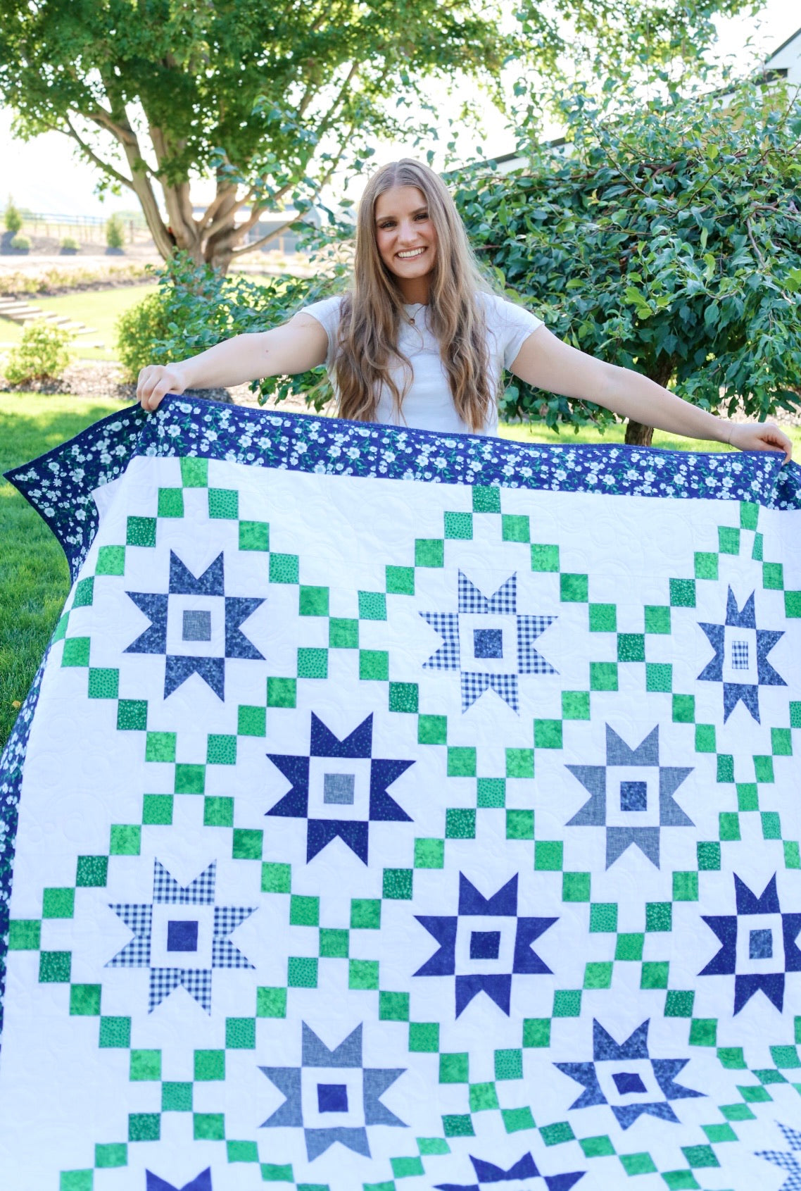 Stars and Chains Pre-Cut Ready-To-Sew Quilt Kit (Includes Backing ...