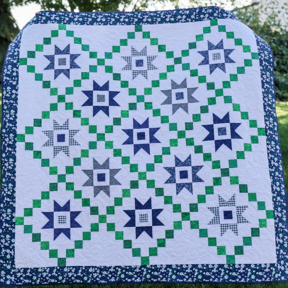 Stars and Chains Pre-Cut Ready-To-Sew Quilt Kit (Includes Backing ...
