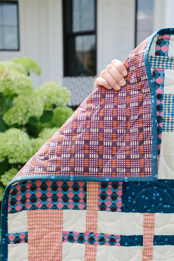 Geometry Parallel Eggplant backing by Ruby Star for Plaidy Cakes quilt ...